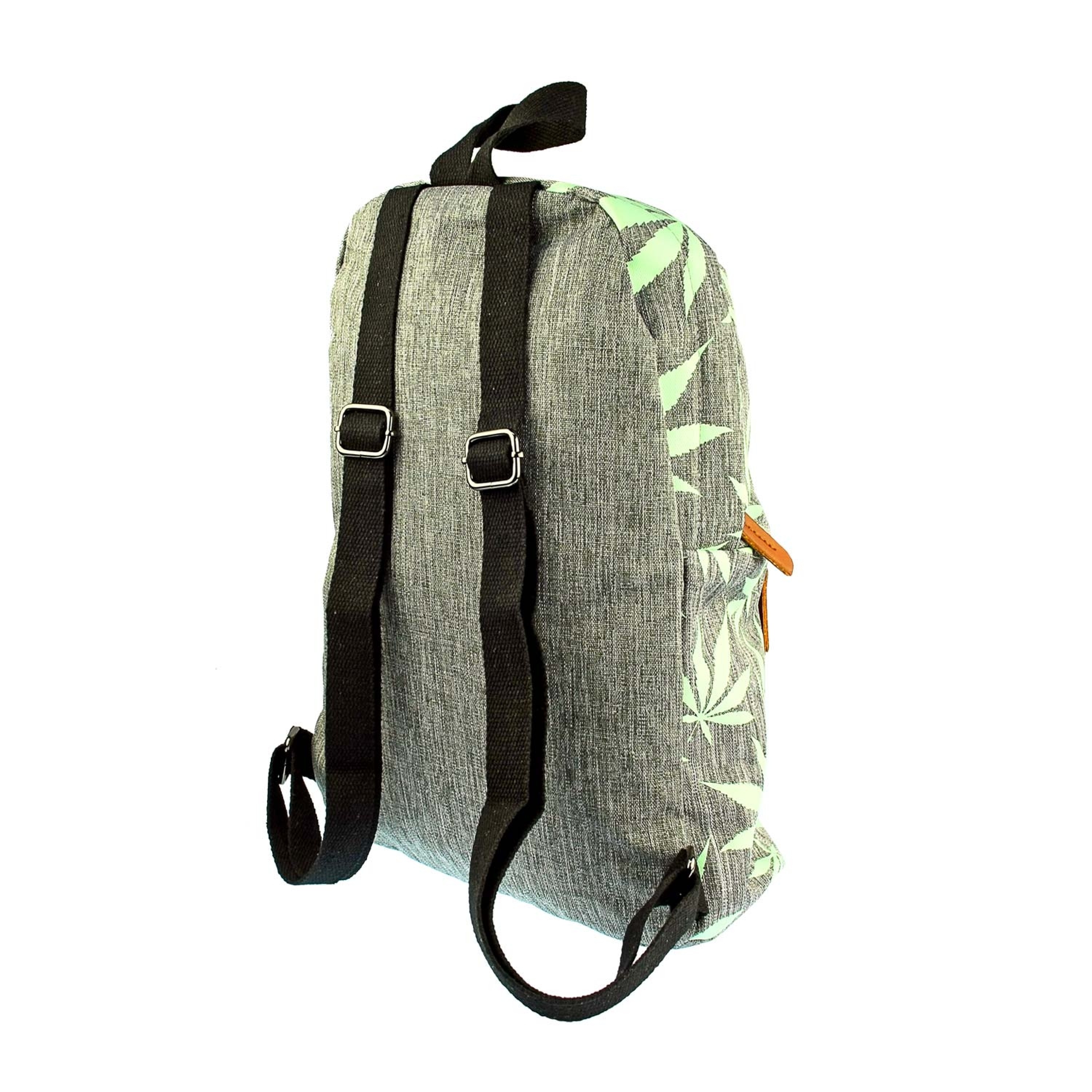 Gray backpack with green weed leaf, price | Citysouvenirs.lt