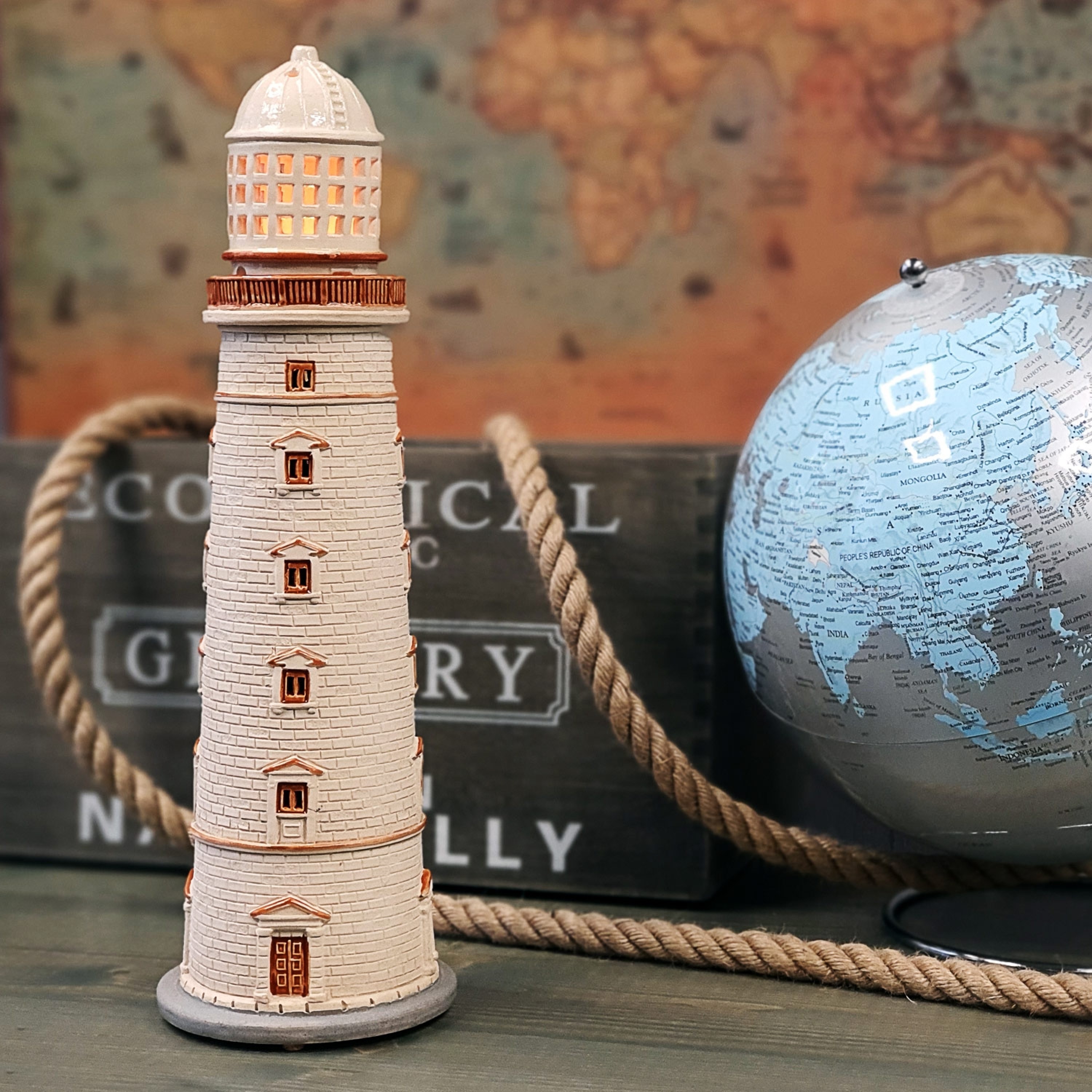 Hand made ceramic lighthouse candle holder Kliersoneskyi