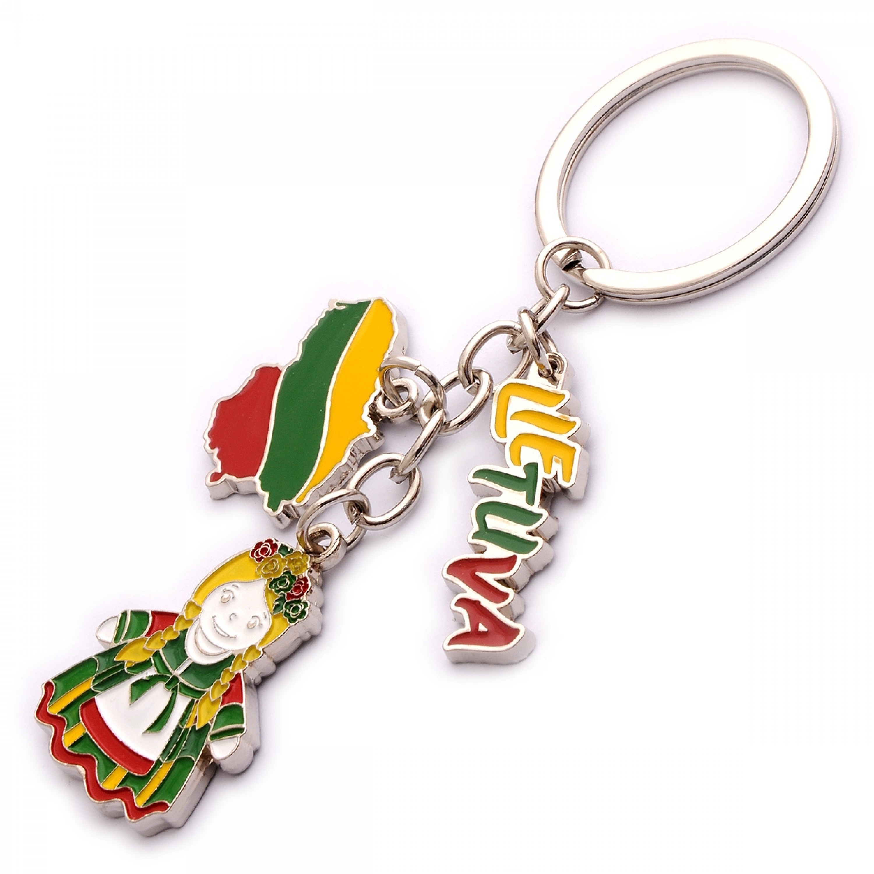 Souvenir metal keychain Lithuania Girl, price | Citysouvenirs.lt